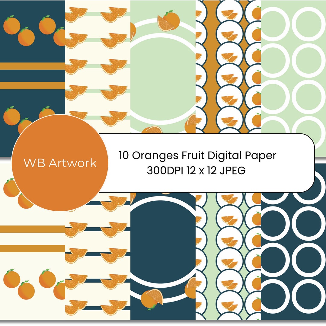 10 Oranges Fruit Digital Paper | Downloadable Patterns | Downloadable ...