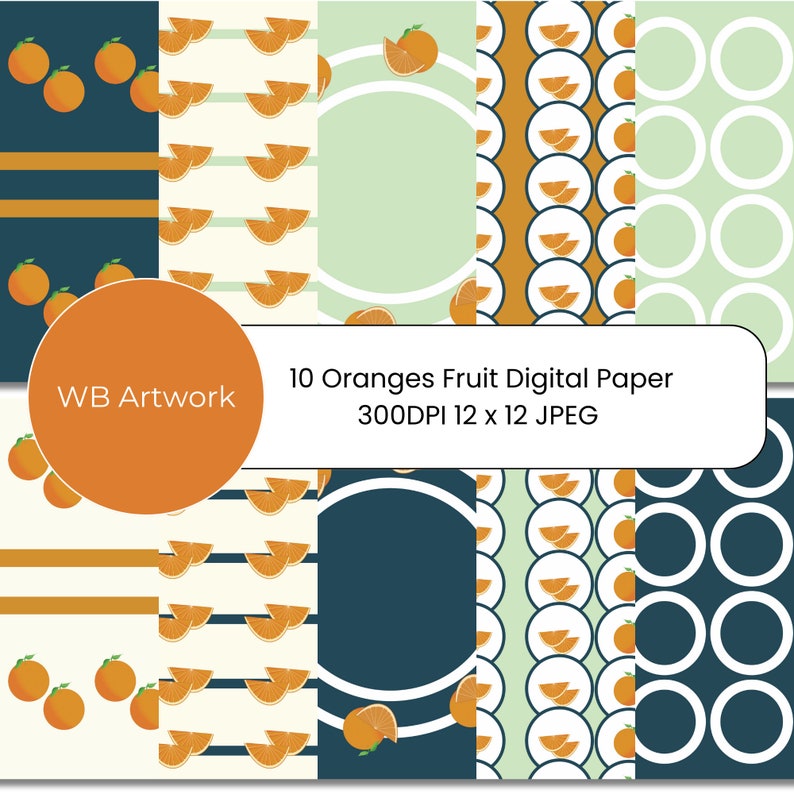 10 Oranges Fruit Digital Paper | Downloadable Patterns | Downloadable ...