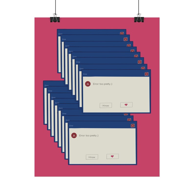 Y2K Window Error Too Pretty Message Rolled Poster Pink Funny Girly ...