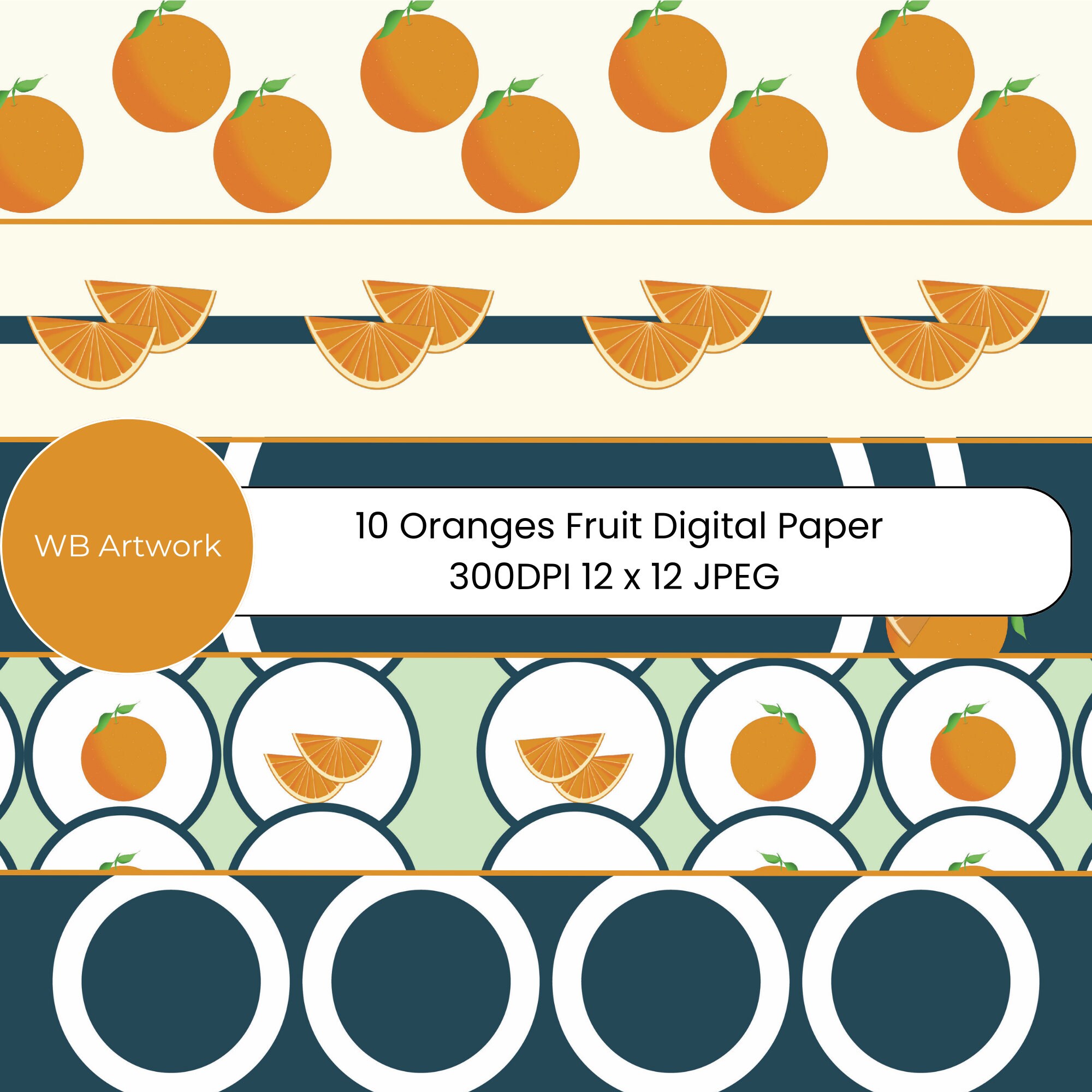 10 Oranges Fruit Digital Paper | Downloadable Patterns | Downloadable ...