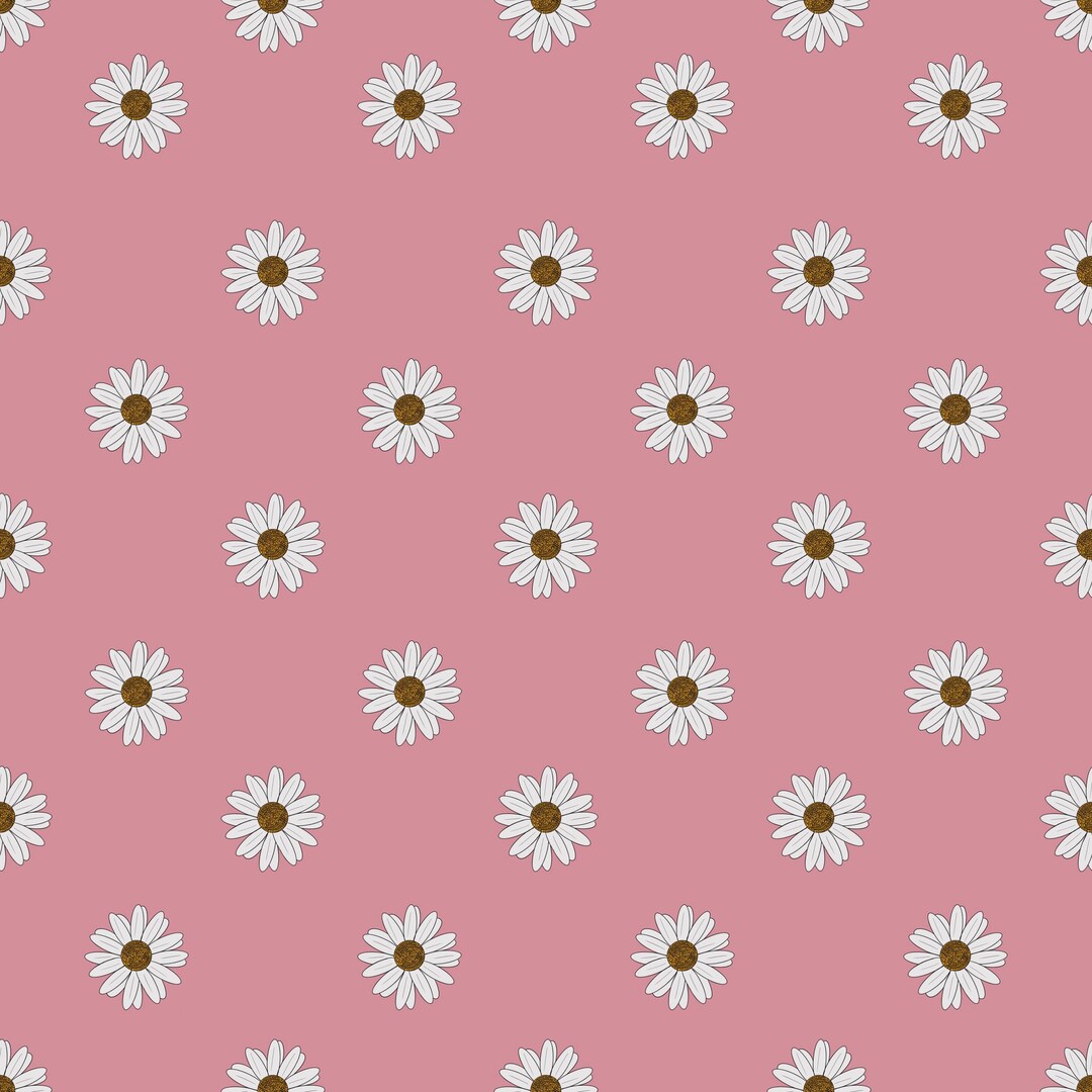 Seamless Daisy Pattern on Pink Boho Cottagecore Digital Paper Crafting ...
