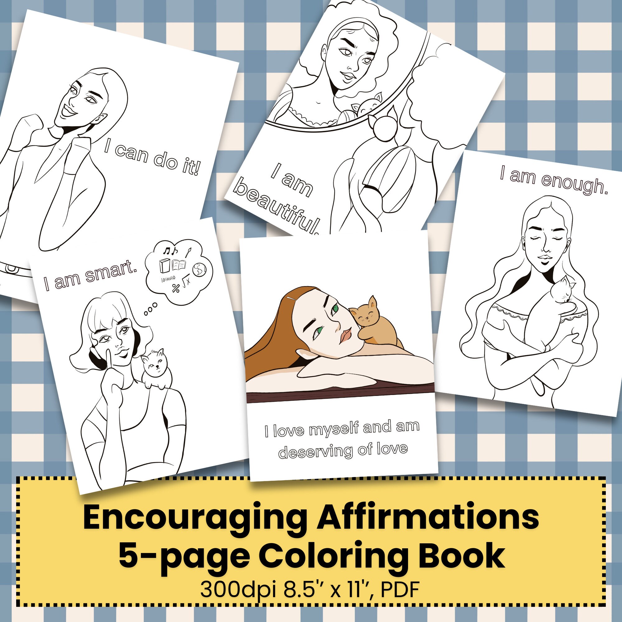 Encouraging Affirmations Printable Coloring Book Affirmations for Girls ...