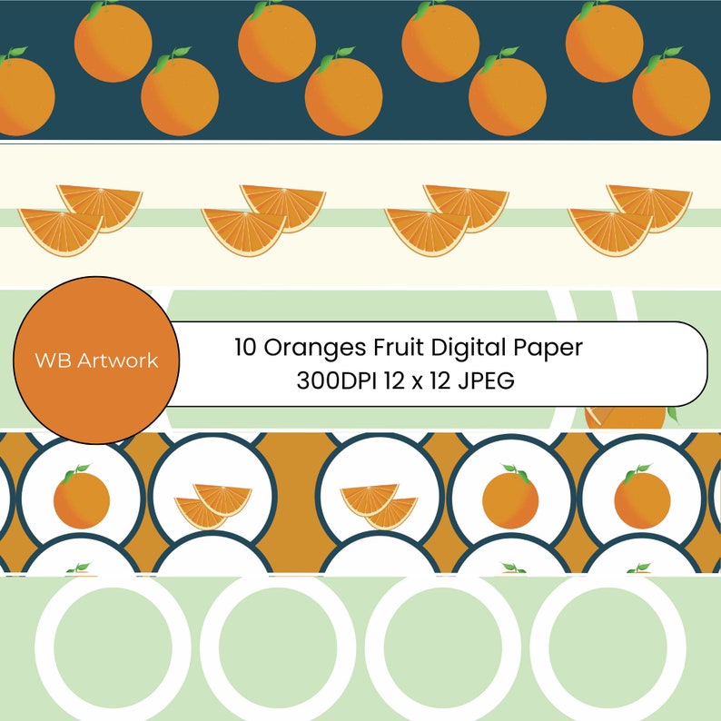 10 Oranges Fruit Digital Paper | Downloadable Patterns | Downloadable ...