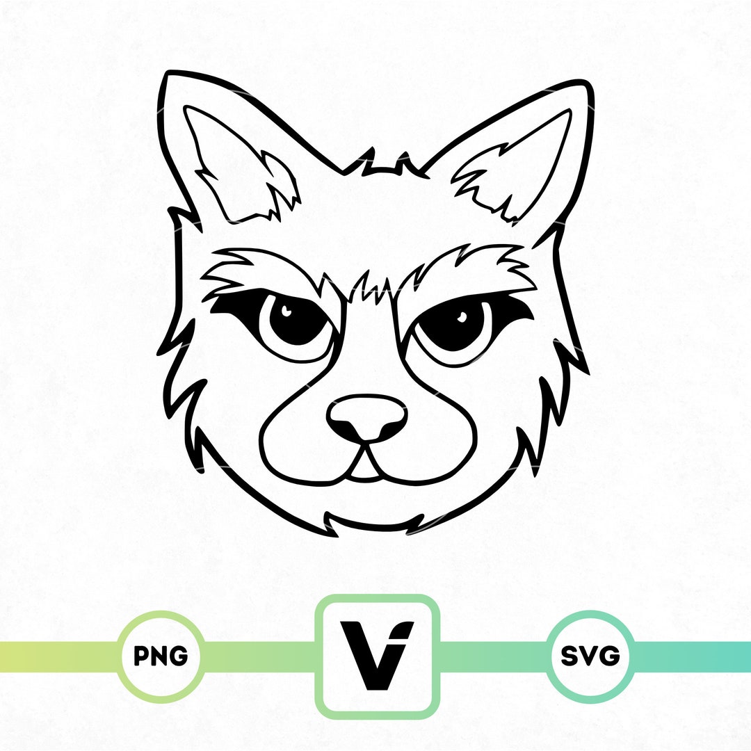 Serious Cat Face SVG Clipart Outlined Vector Die Cut - Etsy