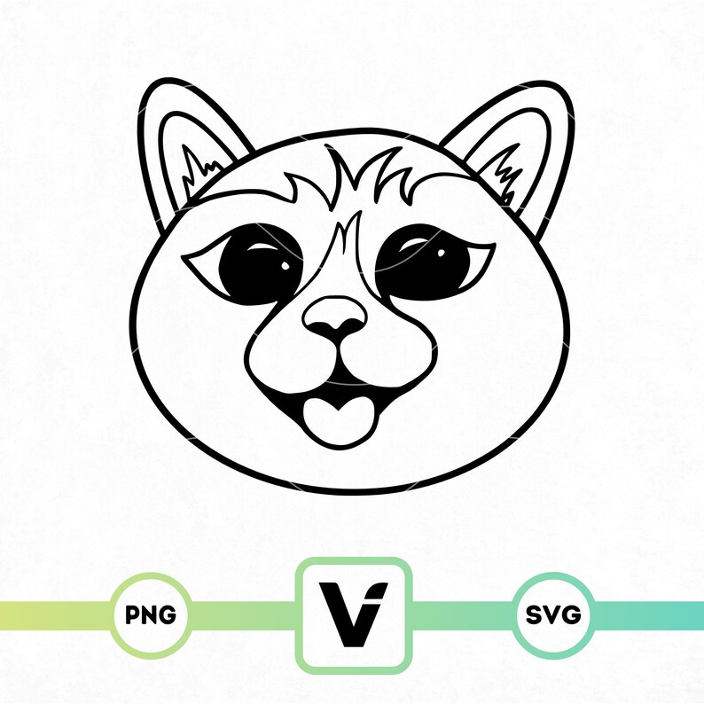 Happy Cat Face SVG Clipart Cat Smiling With Tongue Out - Etsy