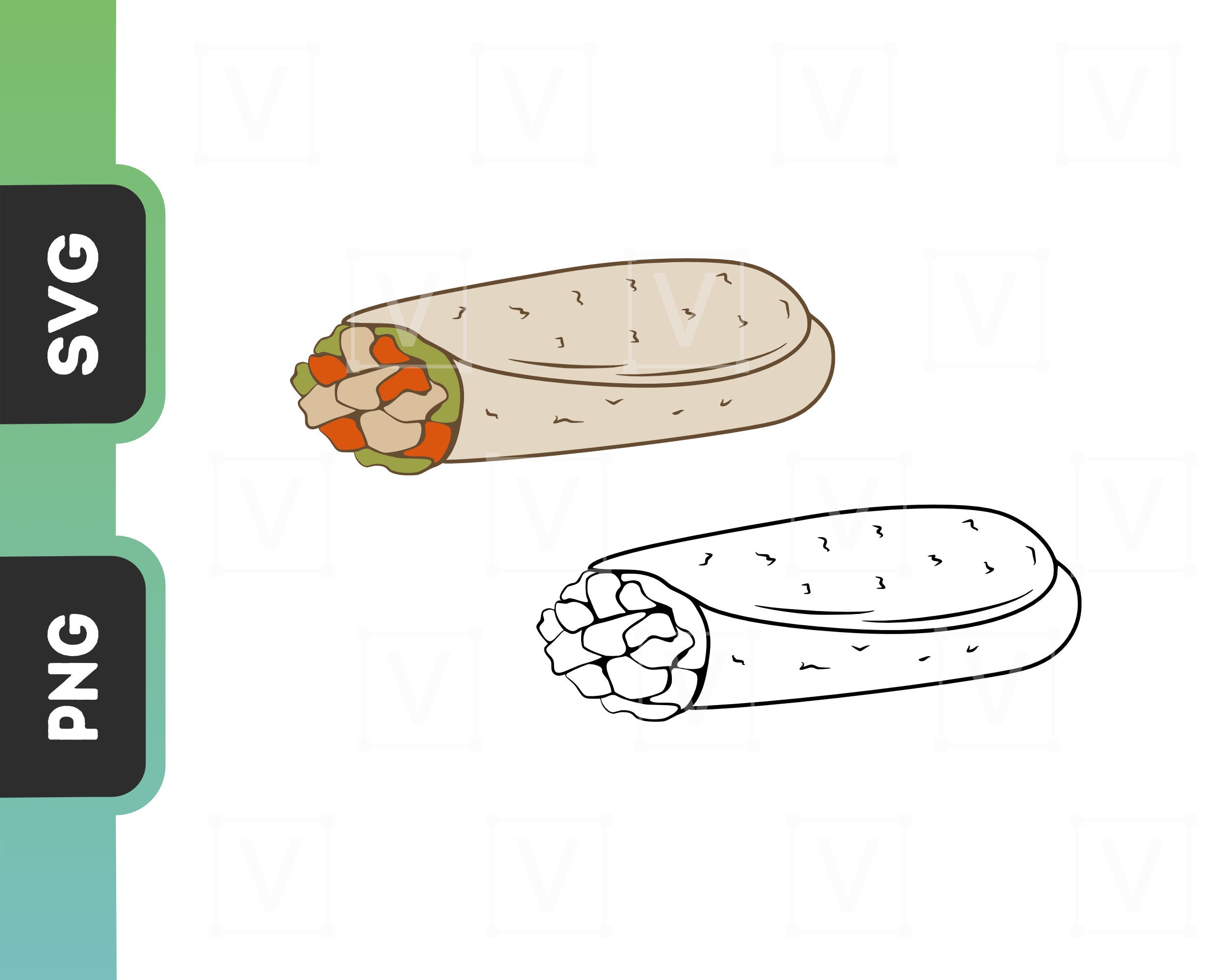 Burrito SVG Clipart Chicken and Veggies Wrap Layered & - Etsy