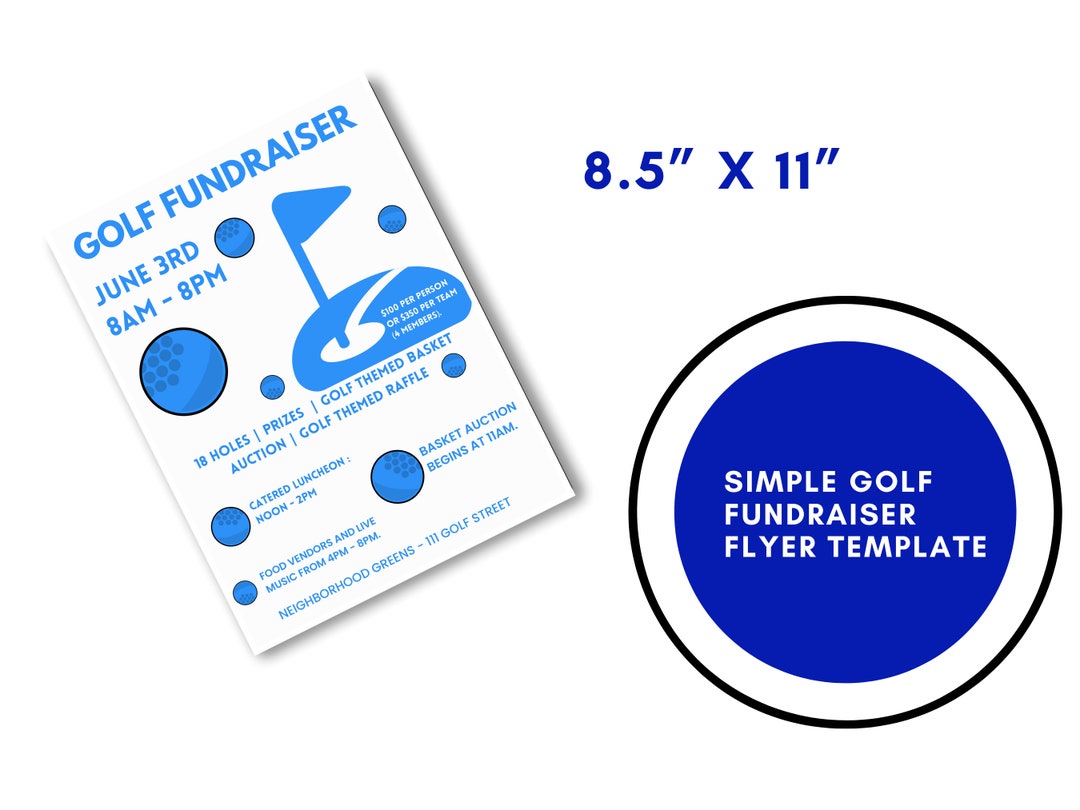 Simple Golf Fundraiser Flyer Template DIY Event Flyer - Etsy