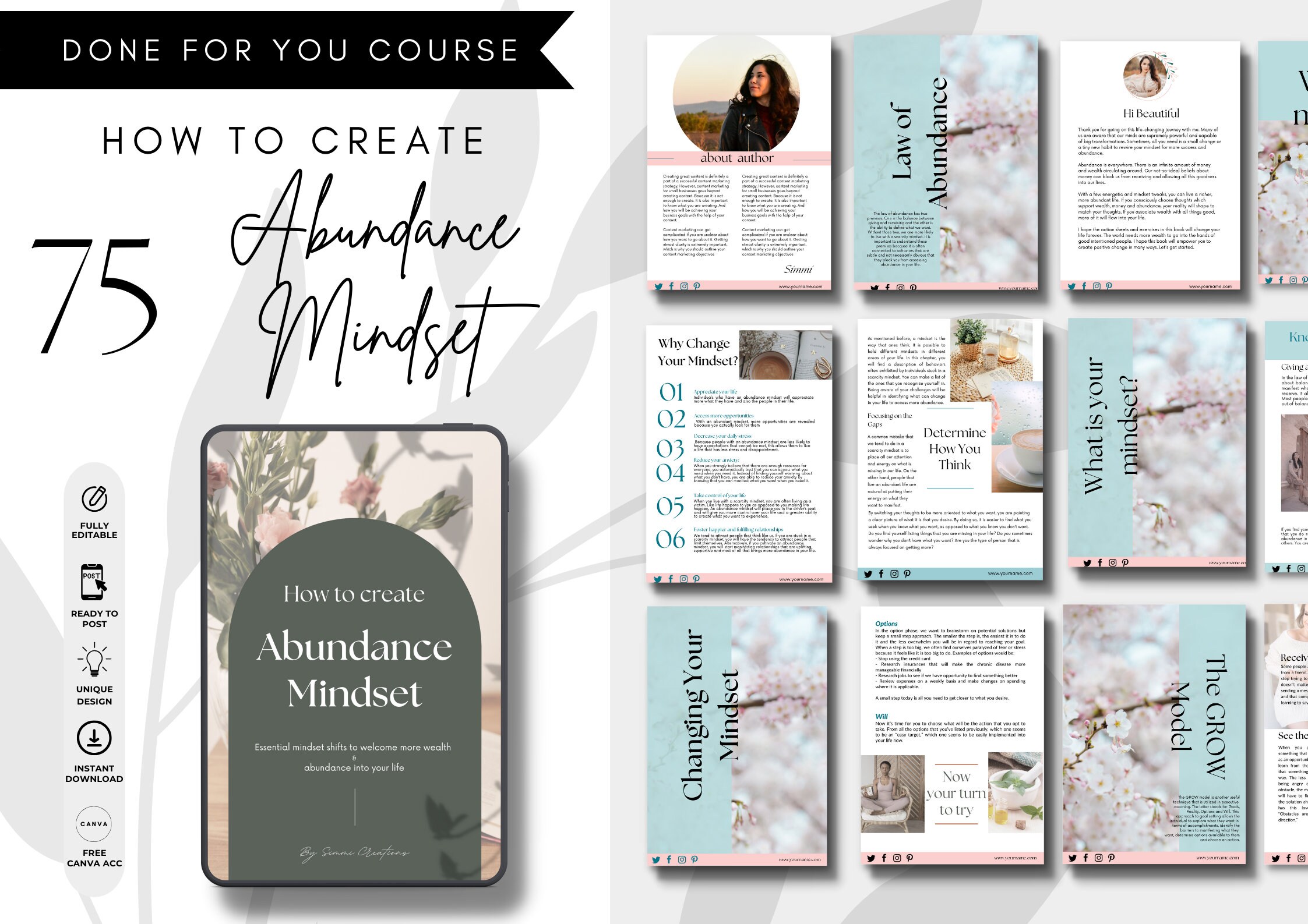 Done for You Create Abundance Mindset Brandable Workbook & Ecourse Life ...