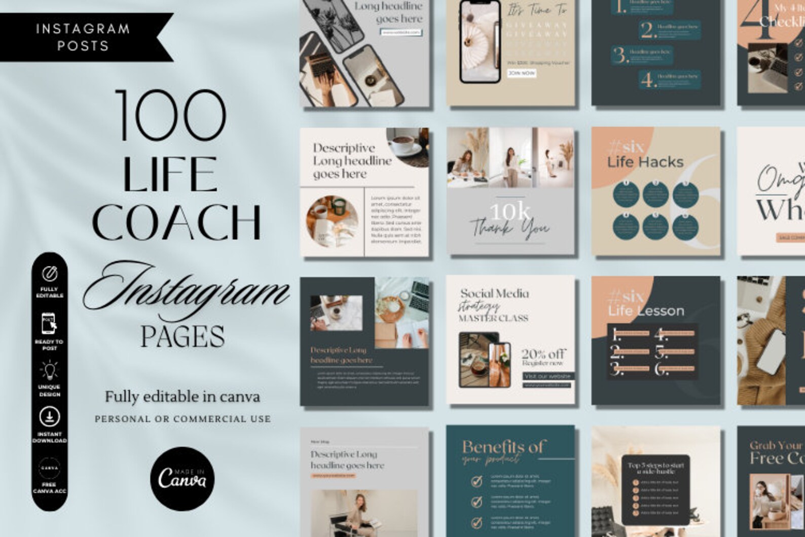 Coaching Instagram Post Templates Blogger Template Life Coach Templates ...