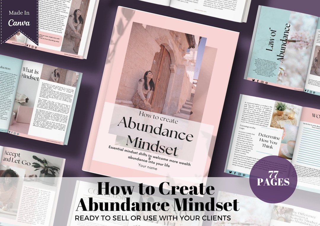 Done for You Create Abundance Mindset Brandable Workbook & Ecourse Life Coaching Tools Lead ...