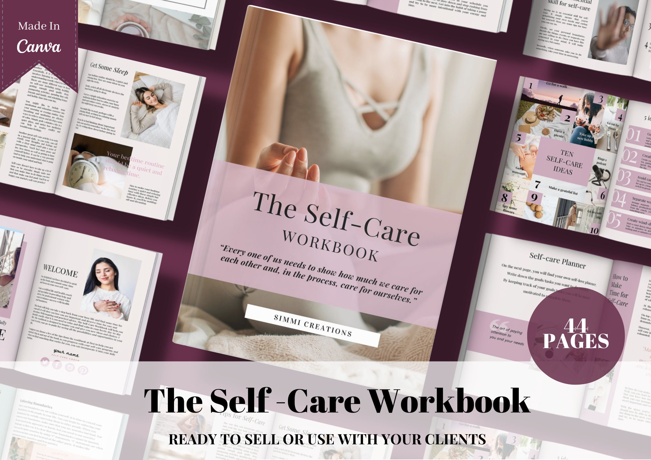 The Self Care Workbook 44 Pages Done for You Life Coaching - Etsy
