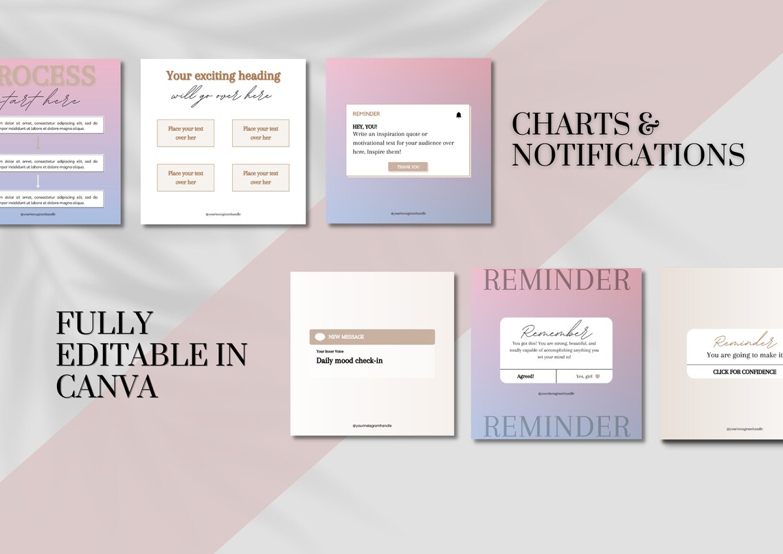 100 Charts and Notifications Reminders Coaching Instagram Post, Stories ...