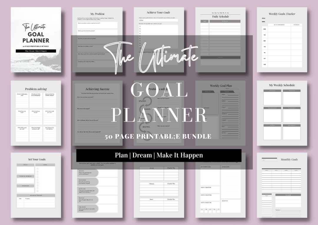 New Year 2024 Goals Bundle Simple Goal Setting Template, Daily/weekly ...