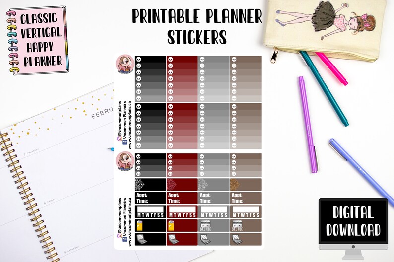 PRINTABLE Scary Movie Villains Weekly Kit Happy Planner Stickers ...