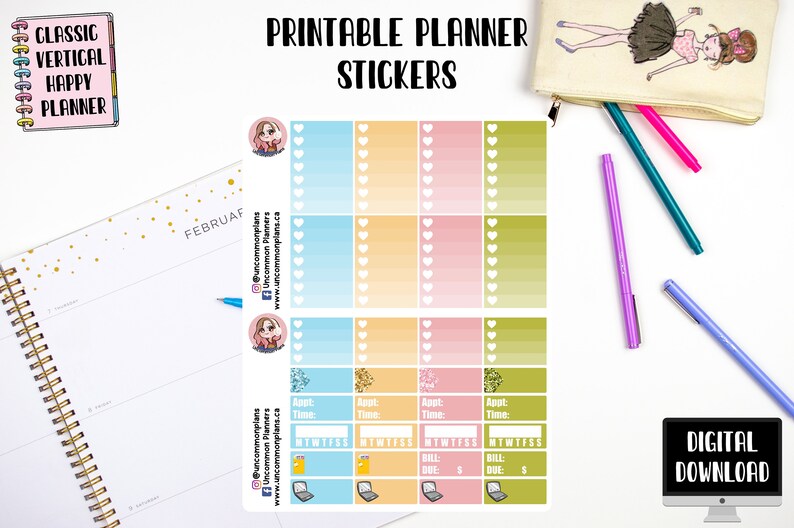 PRINTABLE Alice in Wonderland Weekly Kit Happy Planner Stickers ...