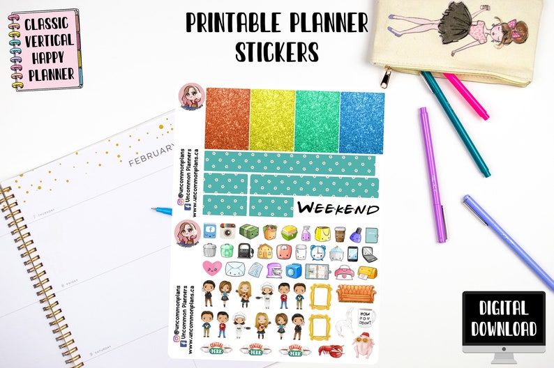 PRINTABLE Friends Tv Show Weekly Kit Happy Planner Stickers, Digital ...