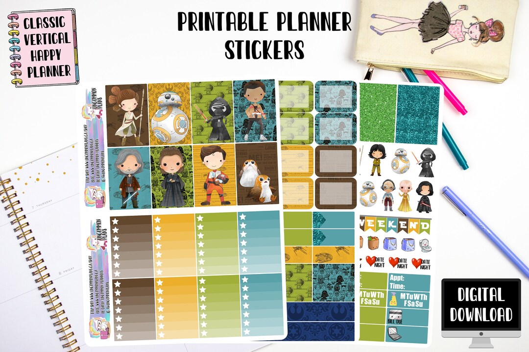 PRINTABLE Star Wars Weekly Kit Happy Planner Stickers, New Trilogy ...