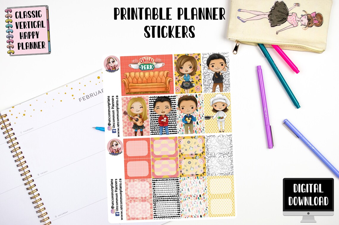 PRINTABLE Friends Tv Show Weekly Kit Happy Planner Stickers, Digital ...
