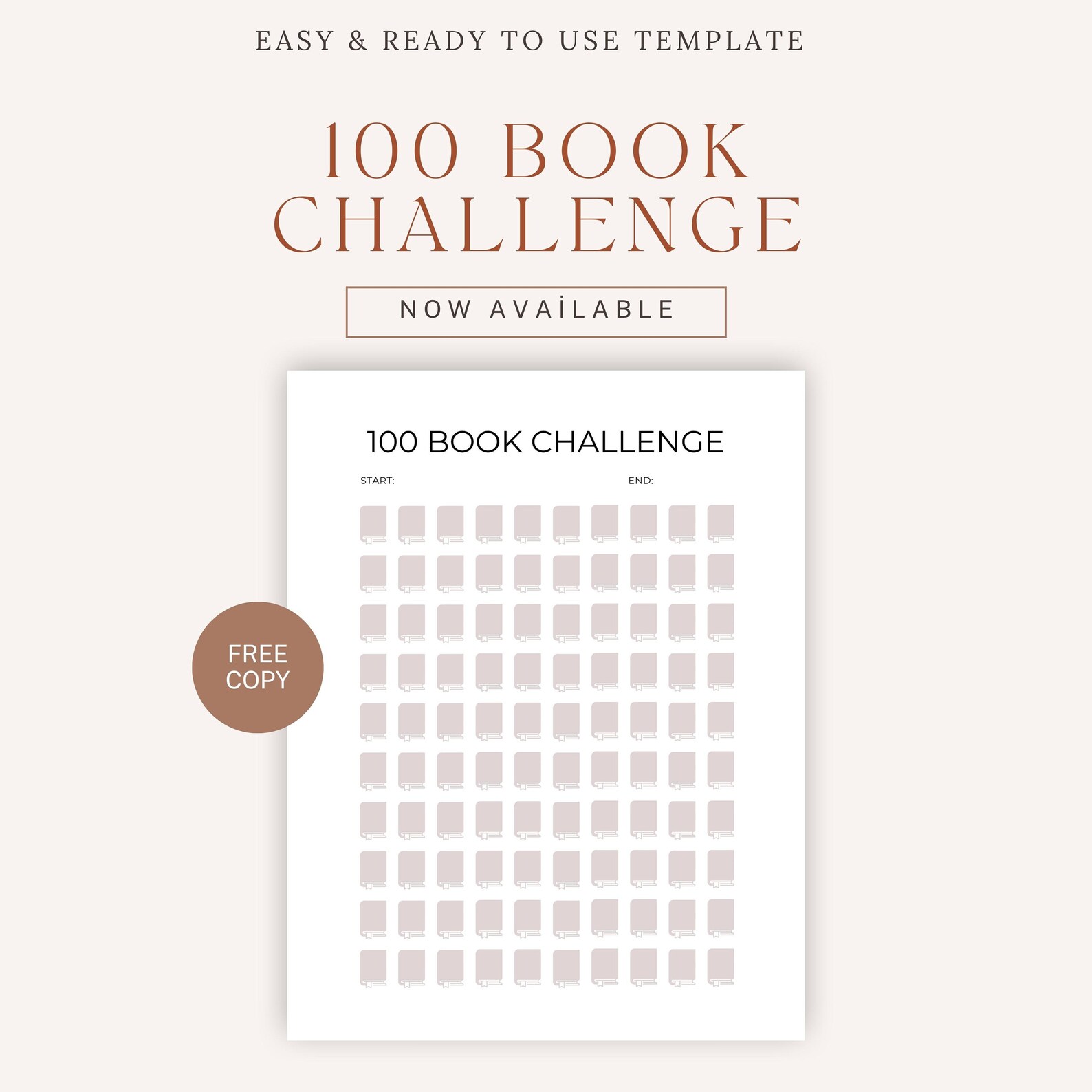 Digital 100 Book Challenge Printable Reading Journal Tracker Prints ...
