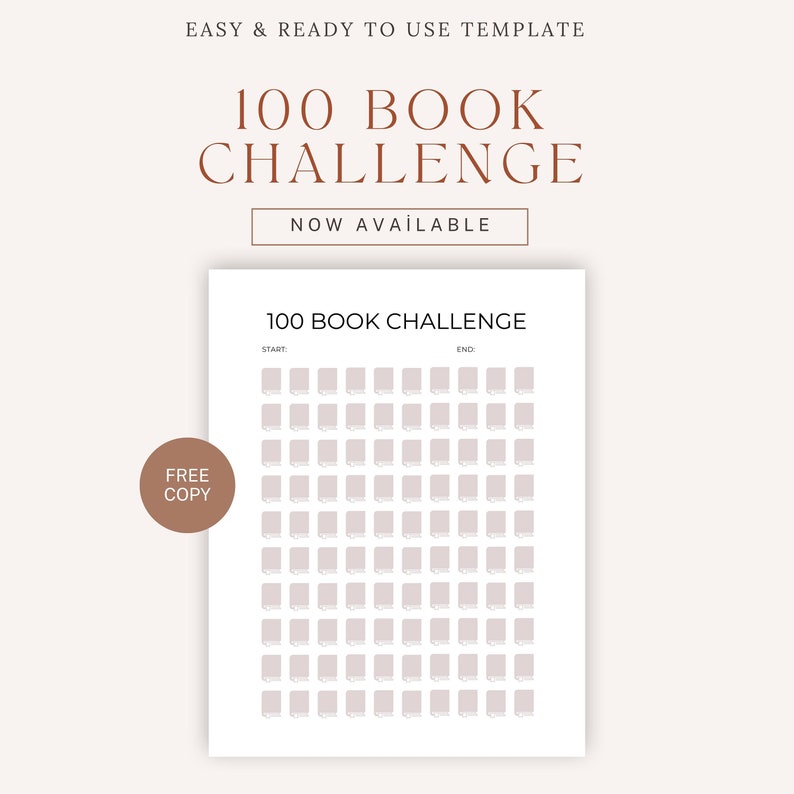 Digital 100 Book Challenge Printable Reading Journal Tracker Prints Books to Read Progress List ...