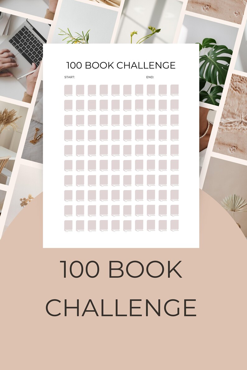 Digital 100 Book Challenge Printable Reading Journal Tracker Prints ...