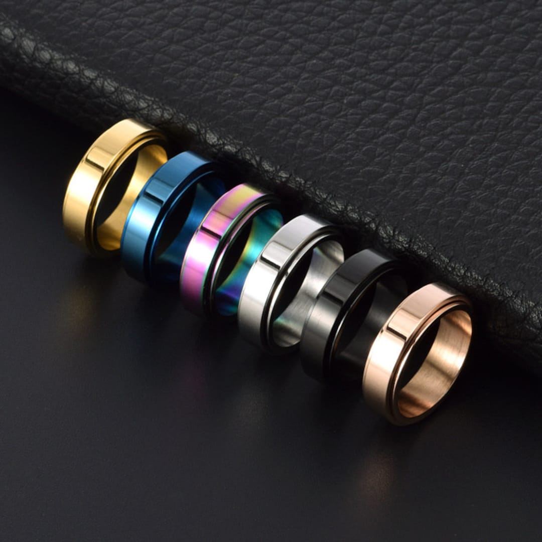 Simple Sliver/gold/rose Gold Rotatable Ring, Spinner Rings, Anxiety ...