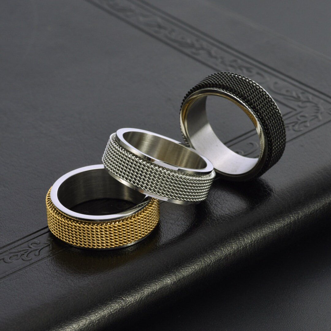 Tassel Braided Net Spinner Ring Sliver/gold/black Rotatable - Etsy