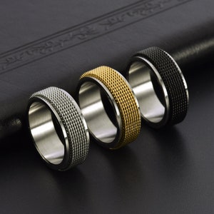 Tassel Braided Net Spinner Ring, Sliver/gold/black Rotatable Ring ...