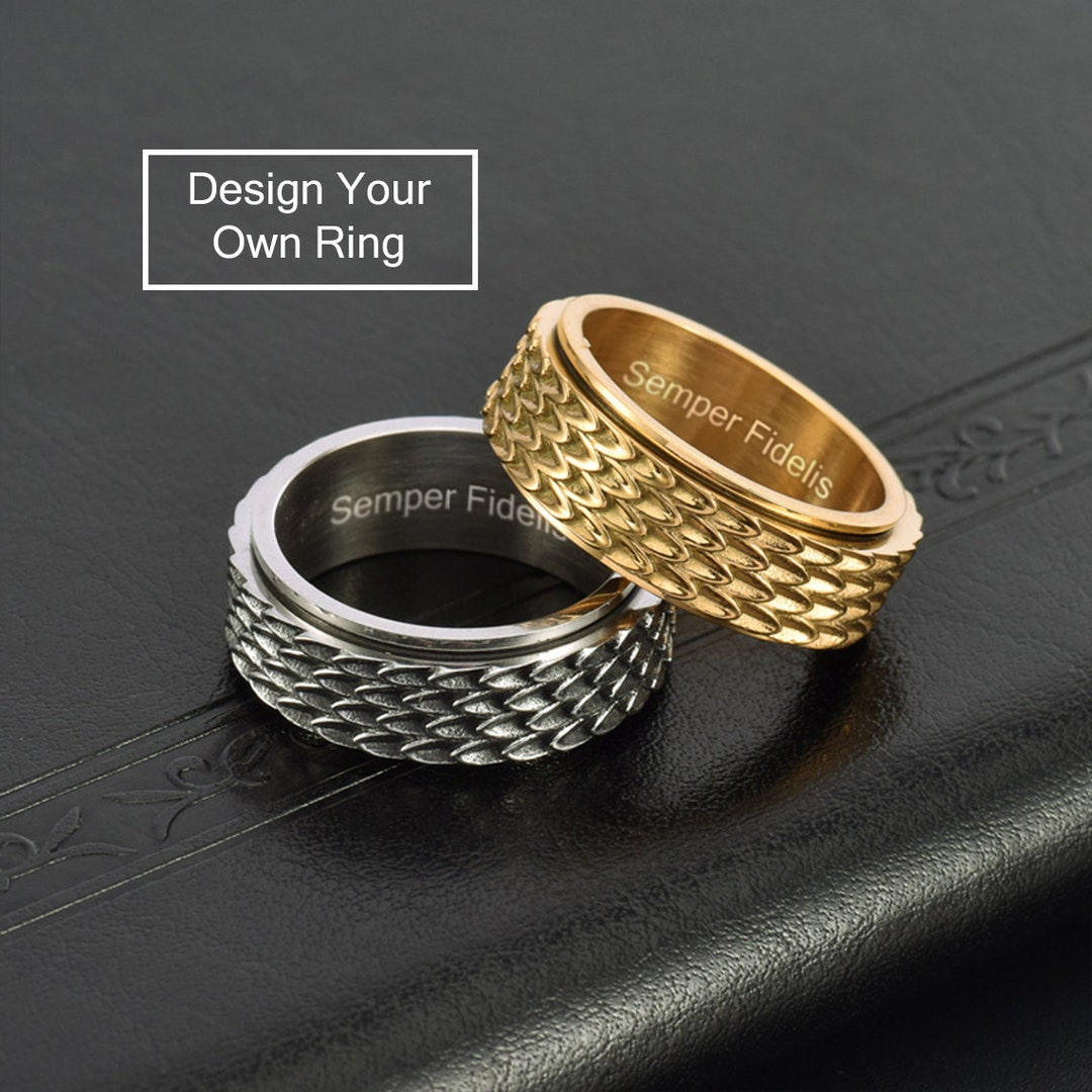 Custom Dragon Scale Spinner Ring, Sliver/gold/black Rotatable Ring ...