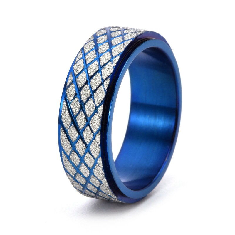 Rhombus Frosted Spinner Titanium Steel Rings Rotatable Ring - Etsy