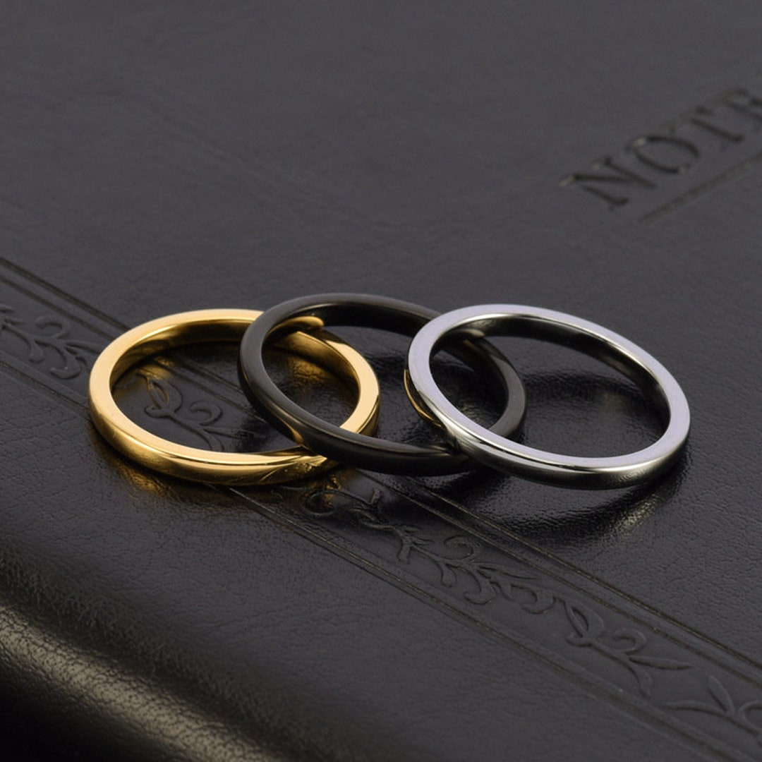 Unadorned Thin Tungsten Steel Rings, Simple Sliver/gold/black Ring ...