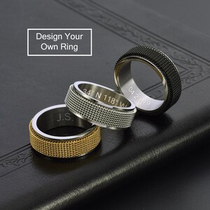 Tassel Braided Net Spinner Ring, Sliver/gold/black Rotatable Ring ...