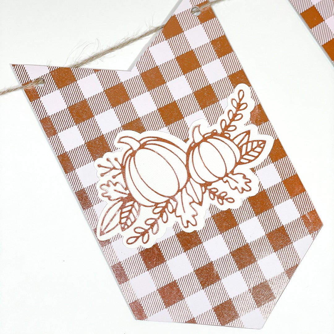 Rose Gold Plaid Fall in Love Banner, Rose Gold Bridal Shower Banner ...