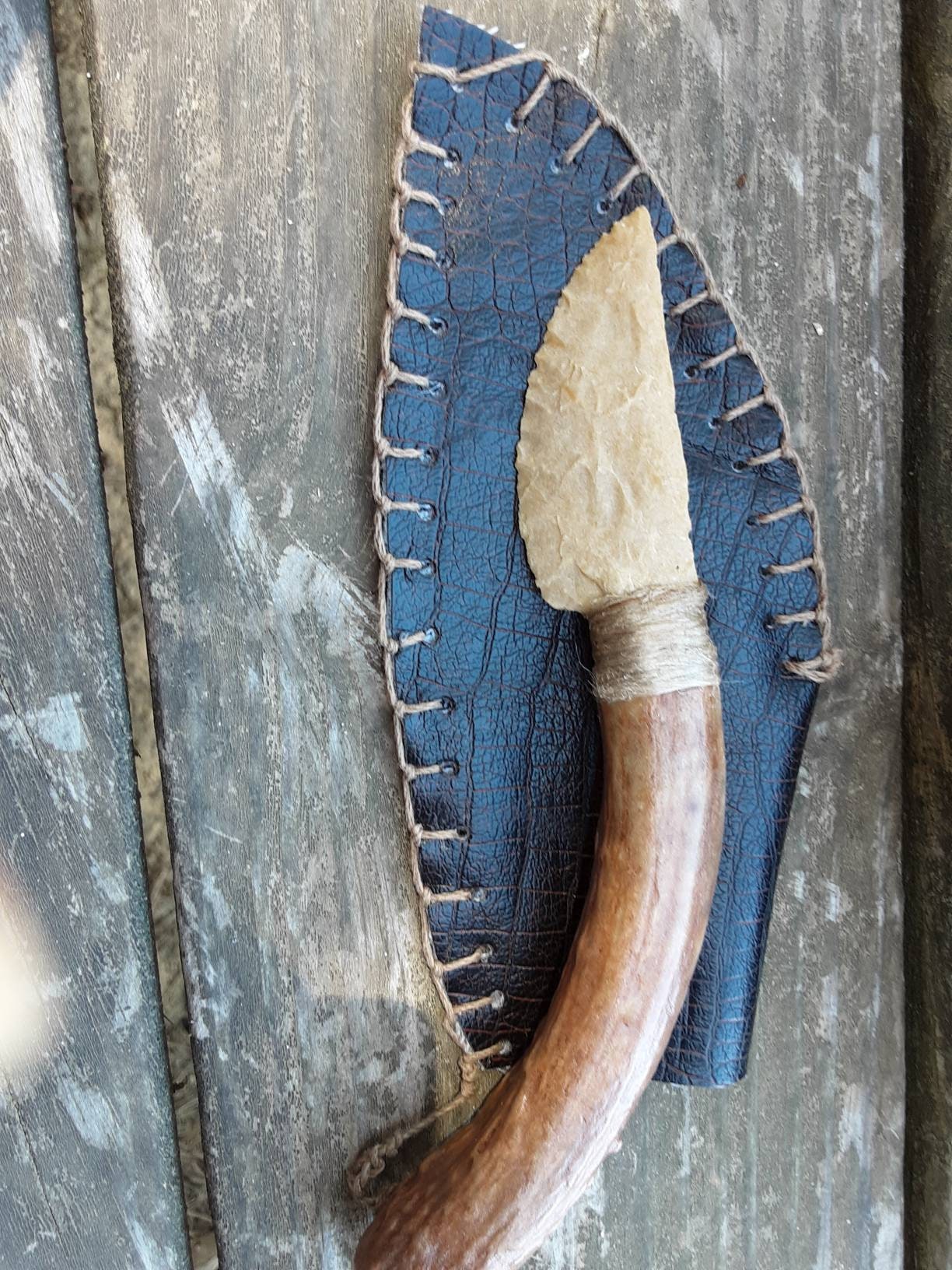 Knapped Knife With Antler Handle - Etsy