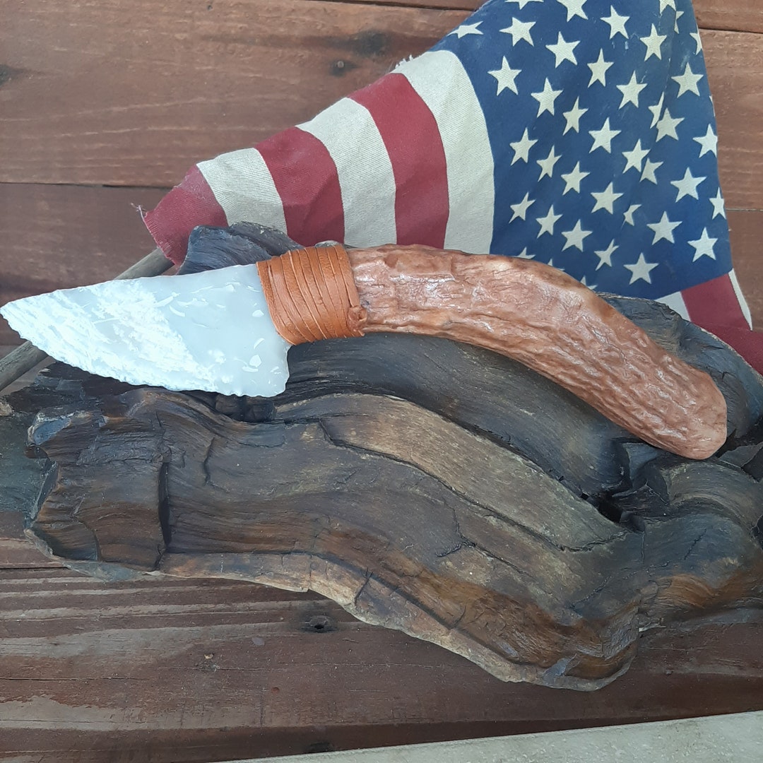 Knapped Knife With Antler Handle - Etsy