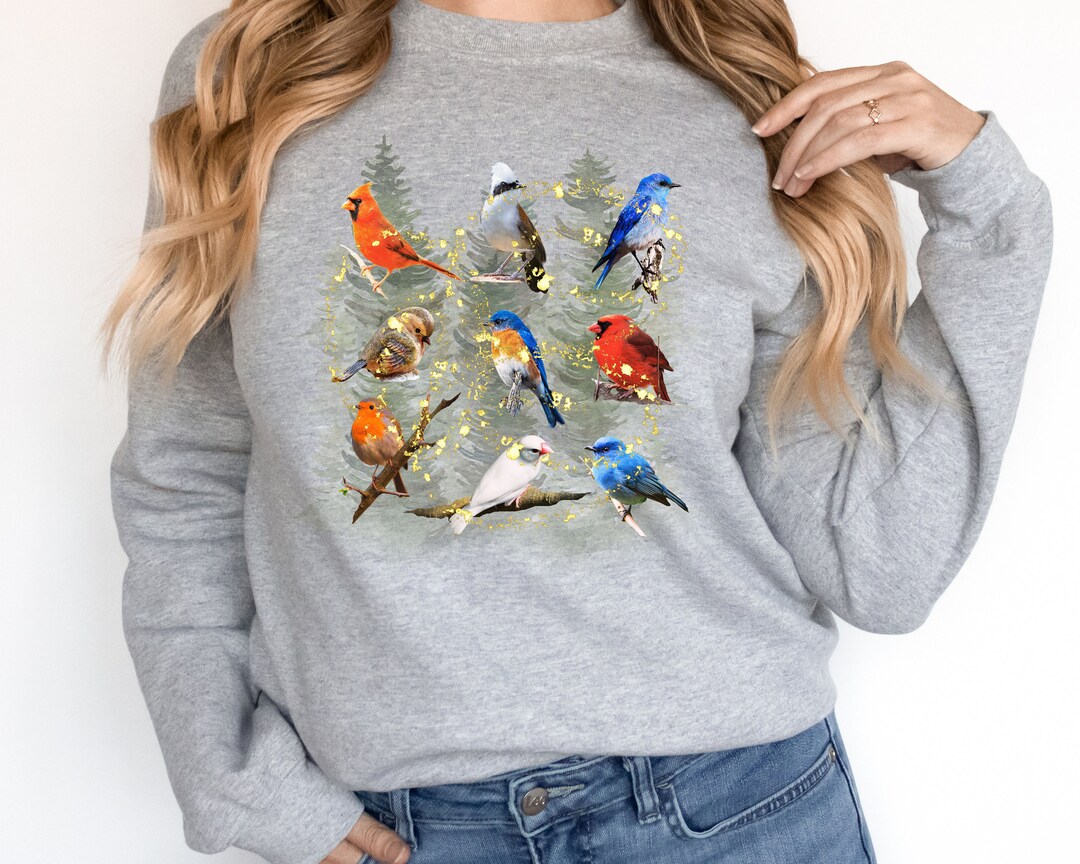 Bird Christmas Sweatshirt, Watercolor Bird Crewneck for Woman, Bird ...