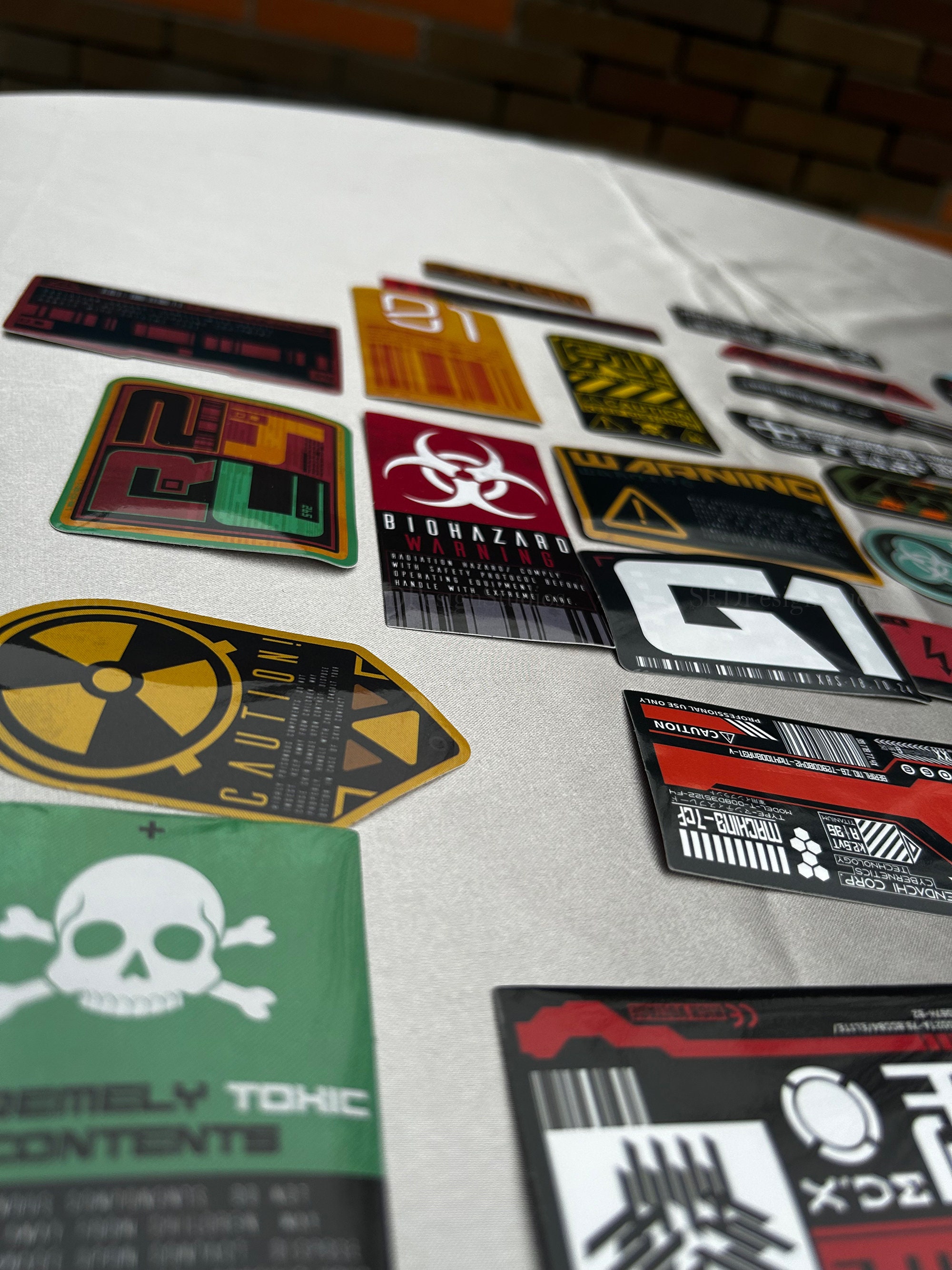 Cyberpunk Warning Stickers-35 Sticker Pack-waterproof Stickers-notebook ...