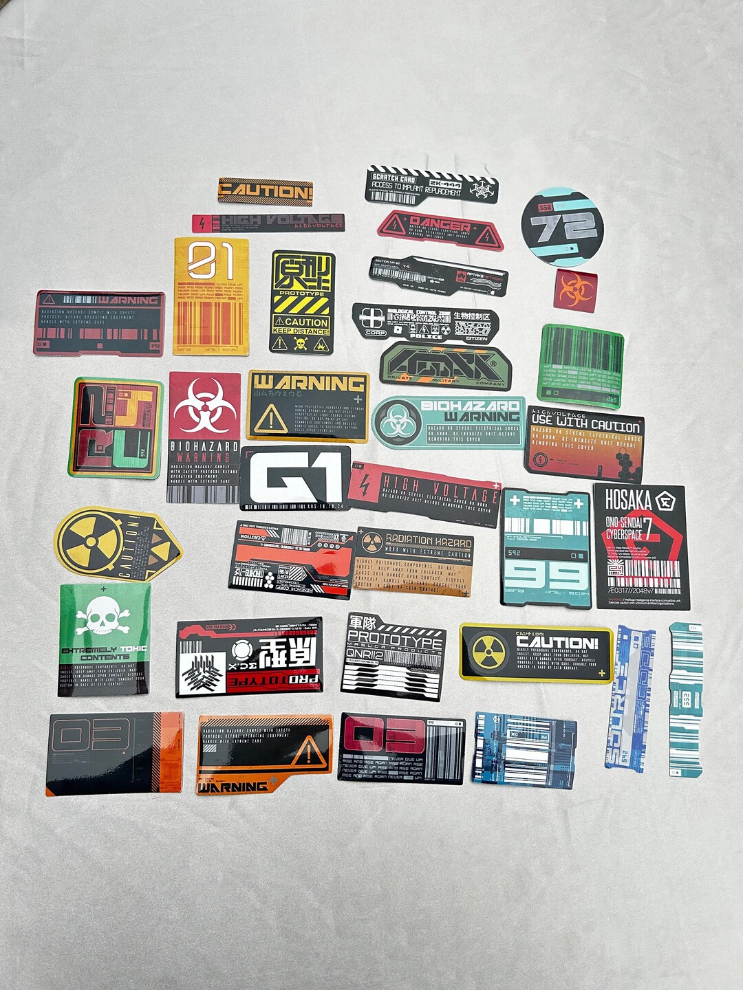 Cyberpunk Warning Stickers-35 Sticker Pack-waterproof Stickers-notebook ...
