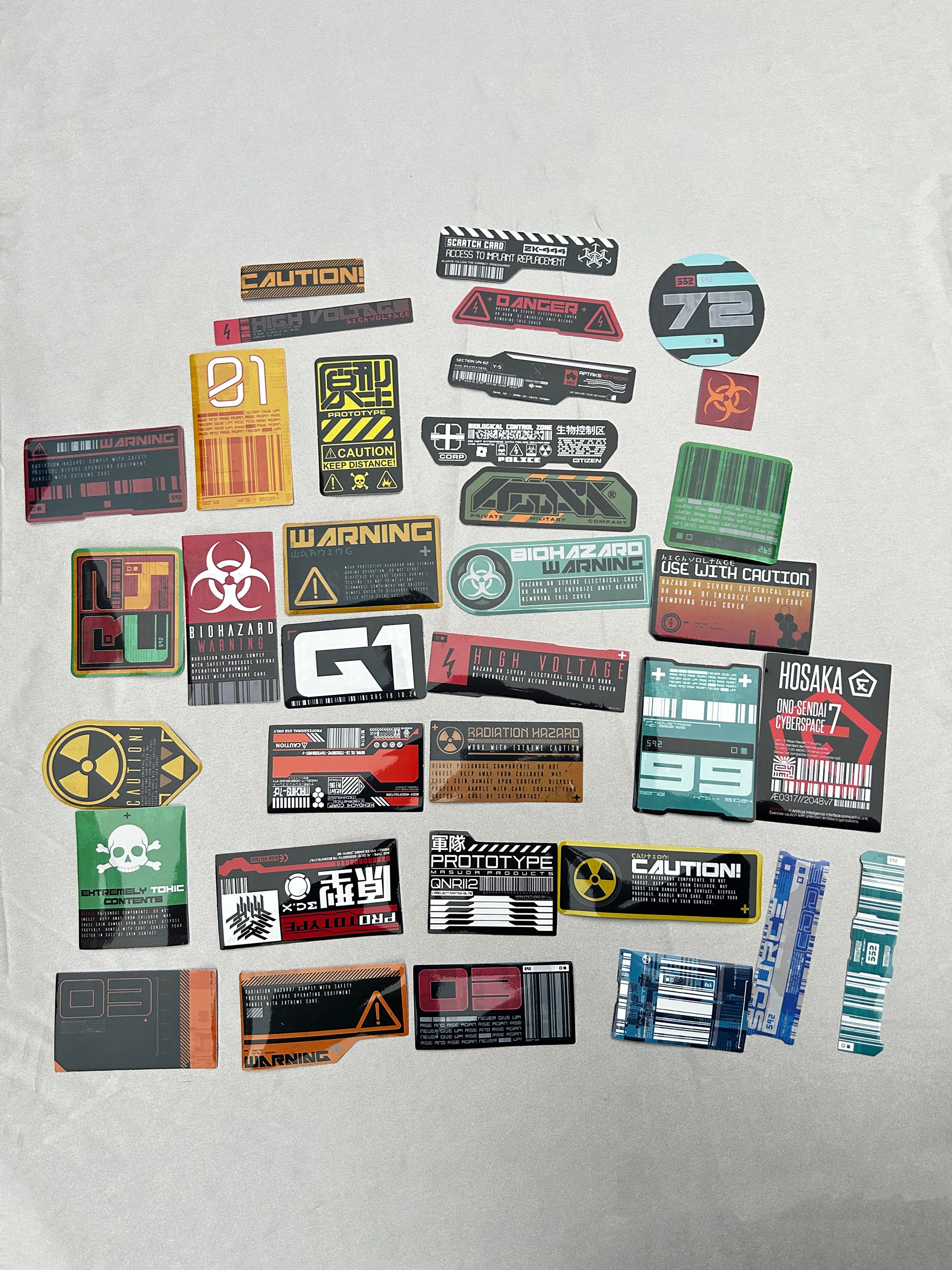 Cyberpunk Warning Stickers-35 Sticker Pack-waterproof Stickers-notebook ...