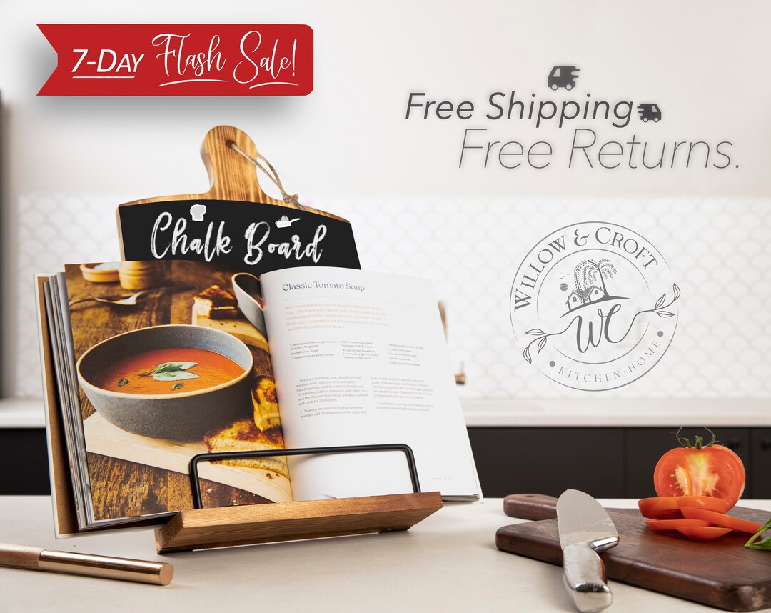 Chalkboard Cookbook Stand: Farmhouse Cutting Board Stand Cookbook ...