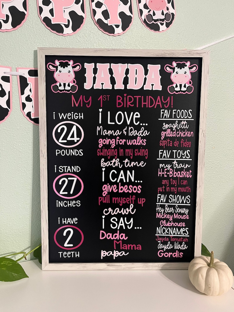 Farm Milestone Birthday Chalk Board, Farm 1st Birthday, Cow 1st ...