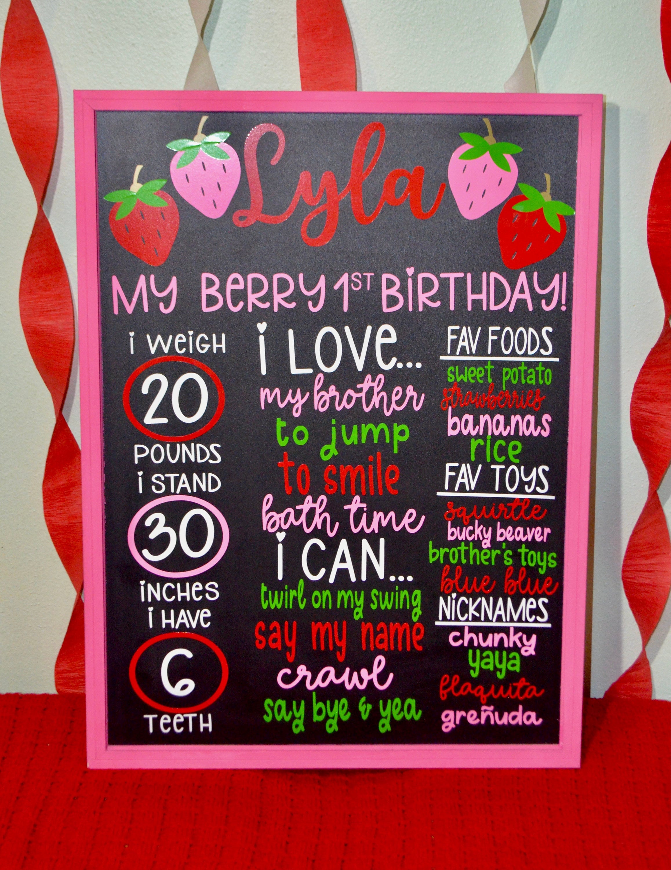 Berry First Birthday Board, Milestone Board, - Etsy