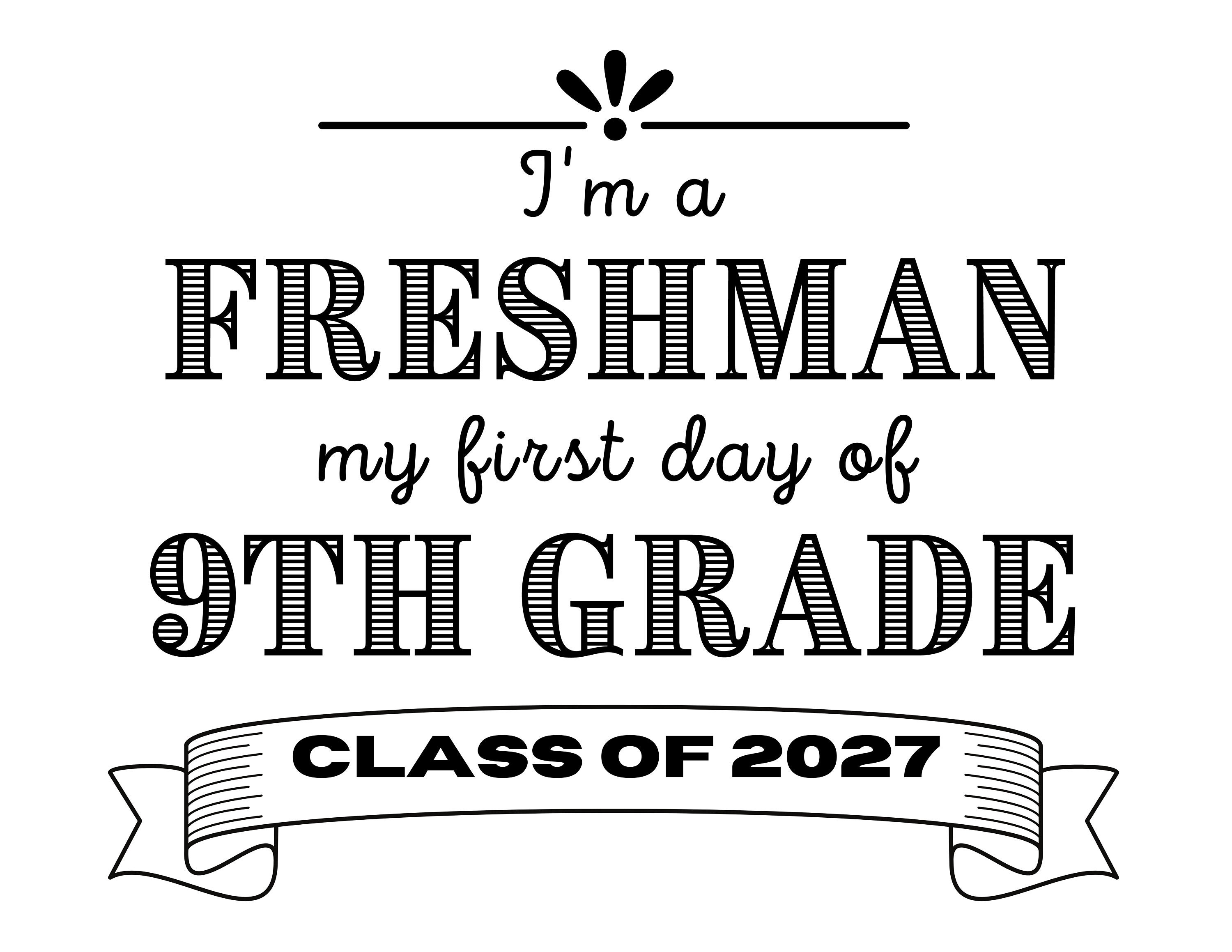 9th Grade First Day of School Sign Freshman Year Class of 2027 Digital ...