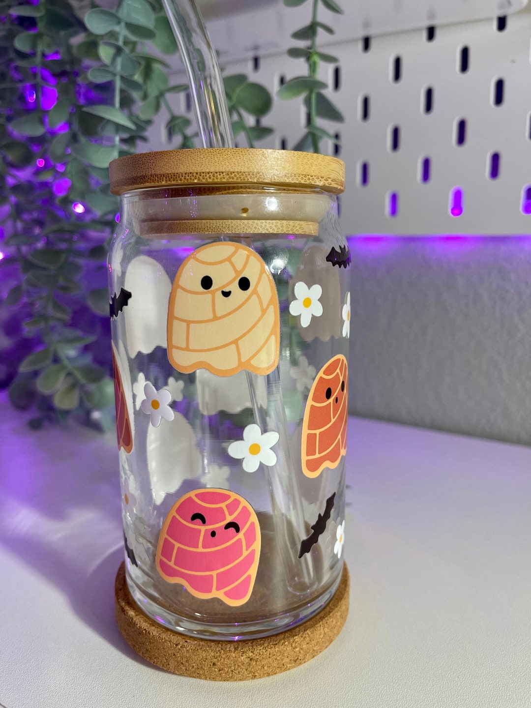 Conchas Ghost Fantasma, Bats, Daisy Glass, 16oz, Latina Fall Halloween ...