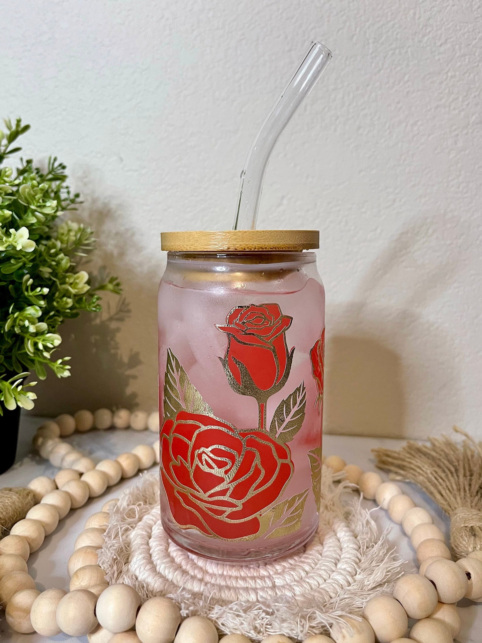 Red Color Changing Rose Glass Beer Can Glass Gift Summer - Etsy
