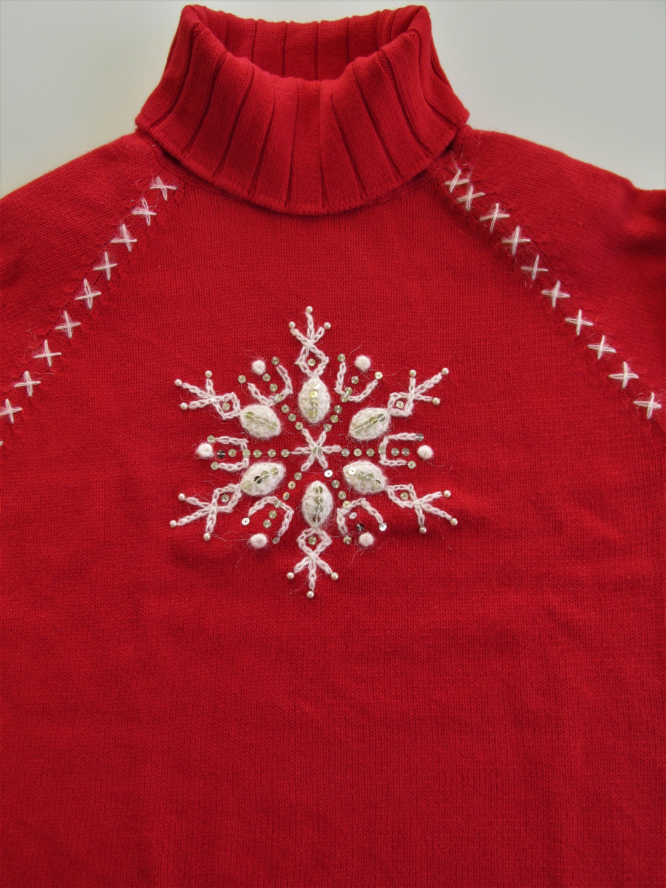 Crystal Kobe Women's Snowflake Turtleneck Sweater Size Large - Etsy