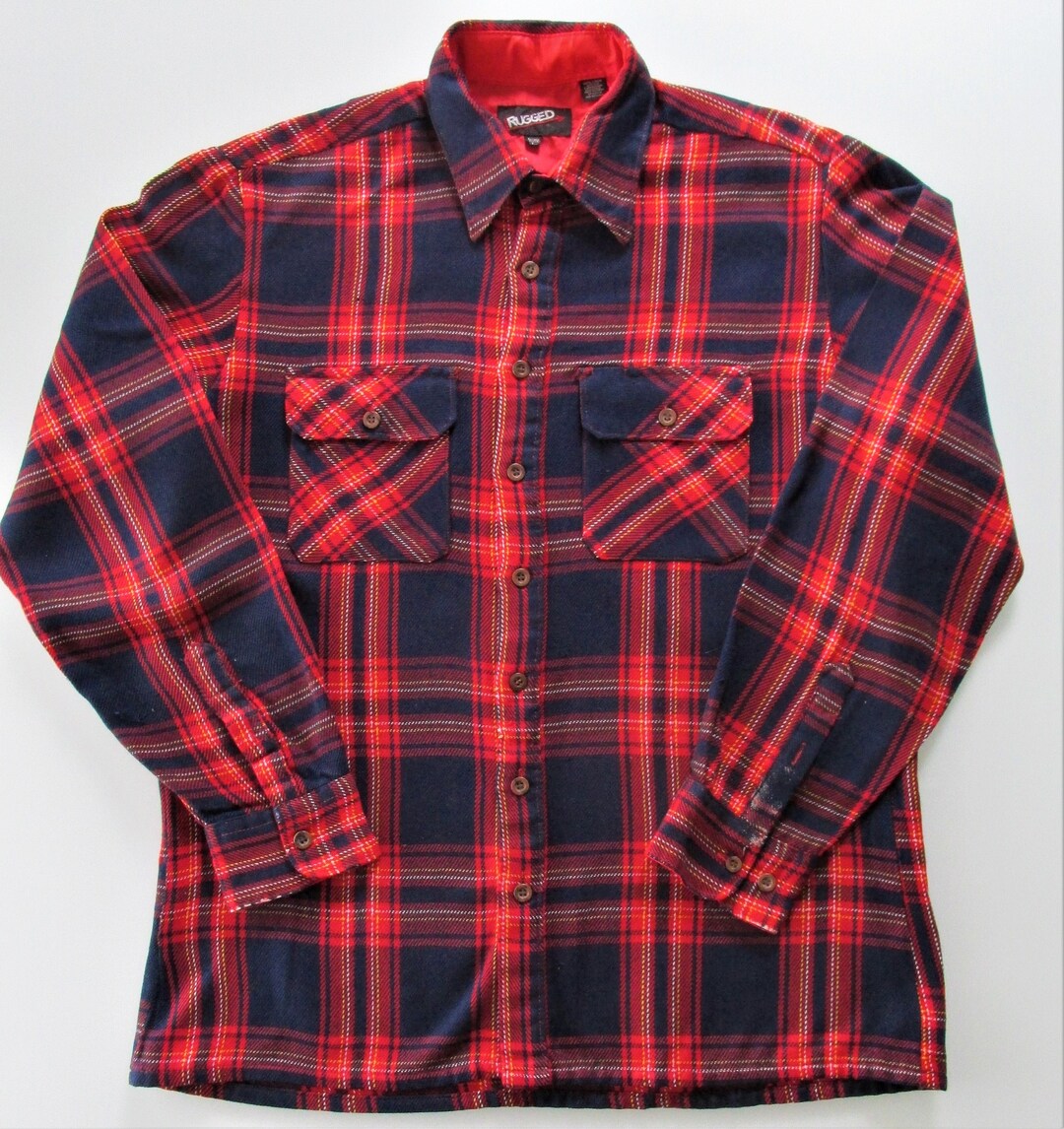 Vintage Rugged Men's Acrylic Flannel Shirt Size Large - Etsy
