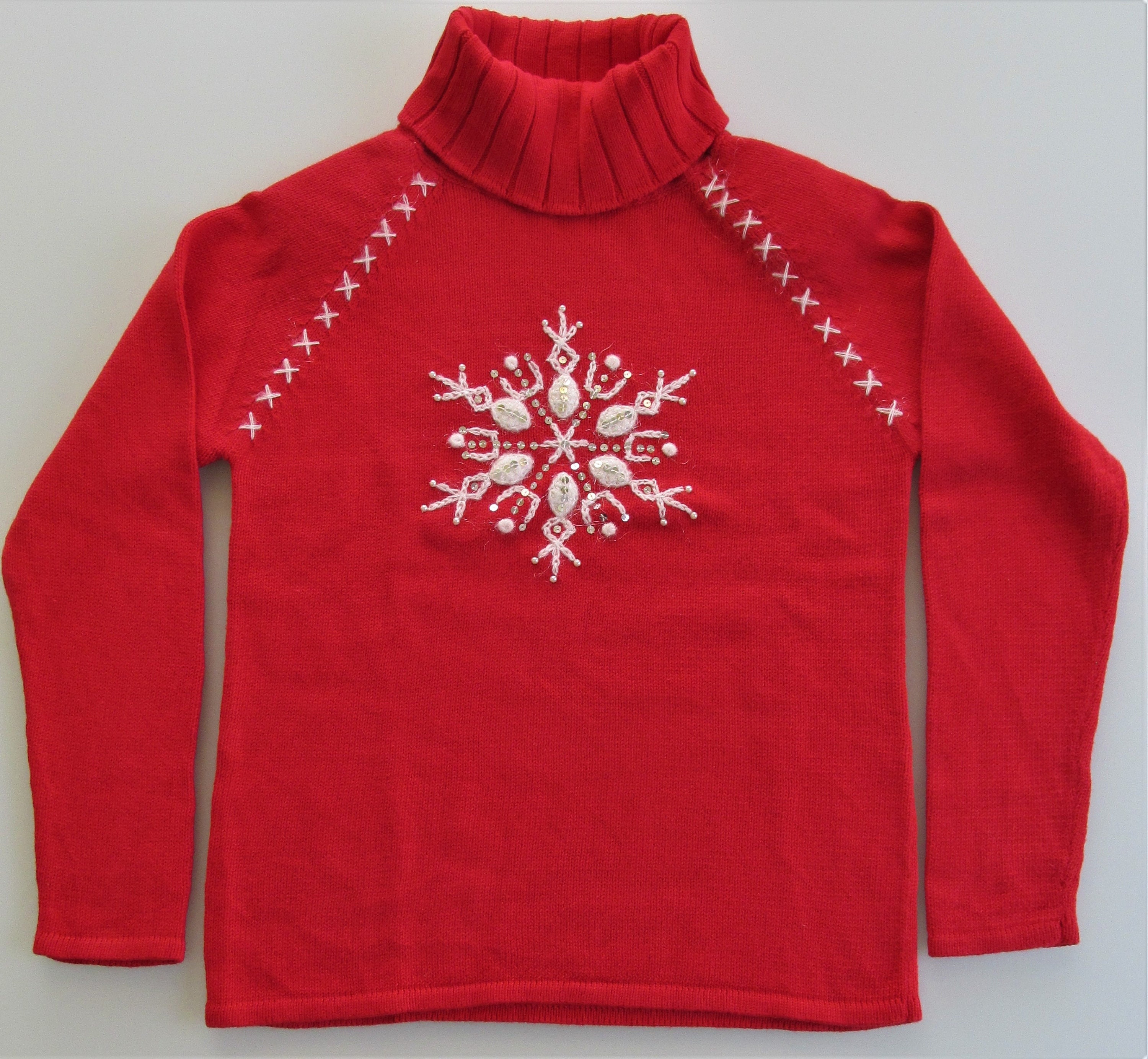 Crystal Kobe Women's Snowflake Turtleneck Sweater Size Large - Etsy