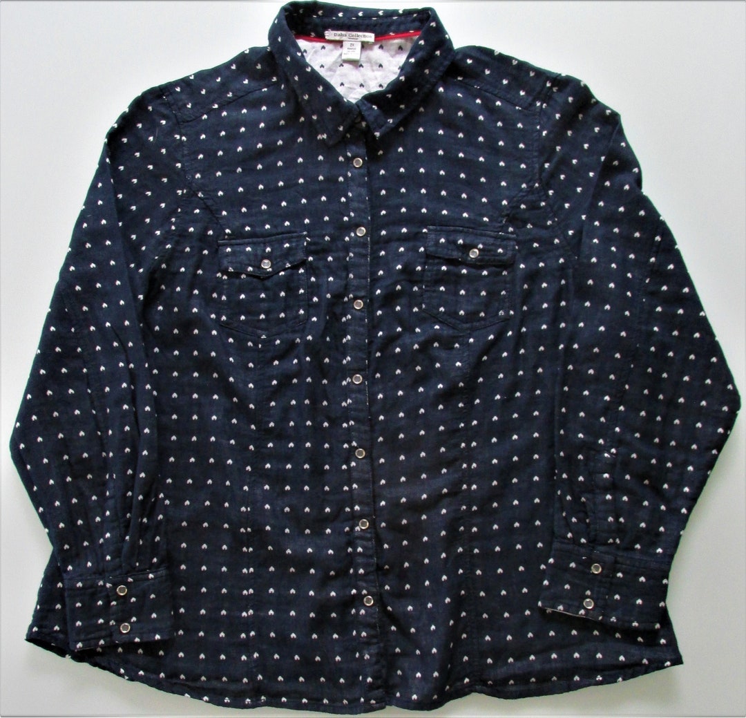 Dalia Collection Women's Double Sided Snap Button Cotton Shirt Size 2XL ...