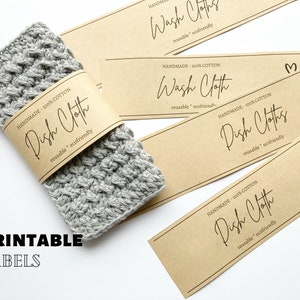 Printable Dishcloth & Washcloth Wrap Labels (digital Download) - Etsy
